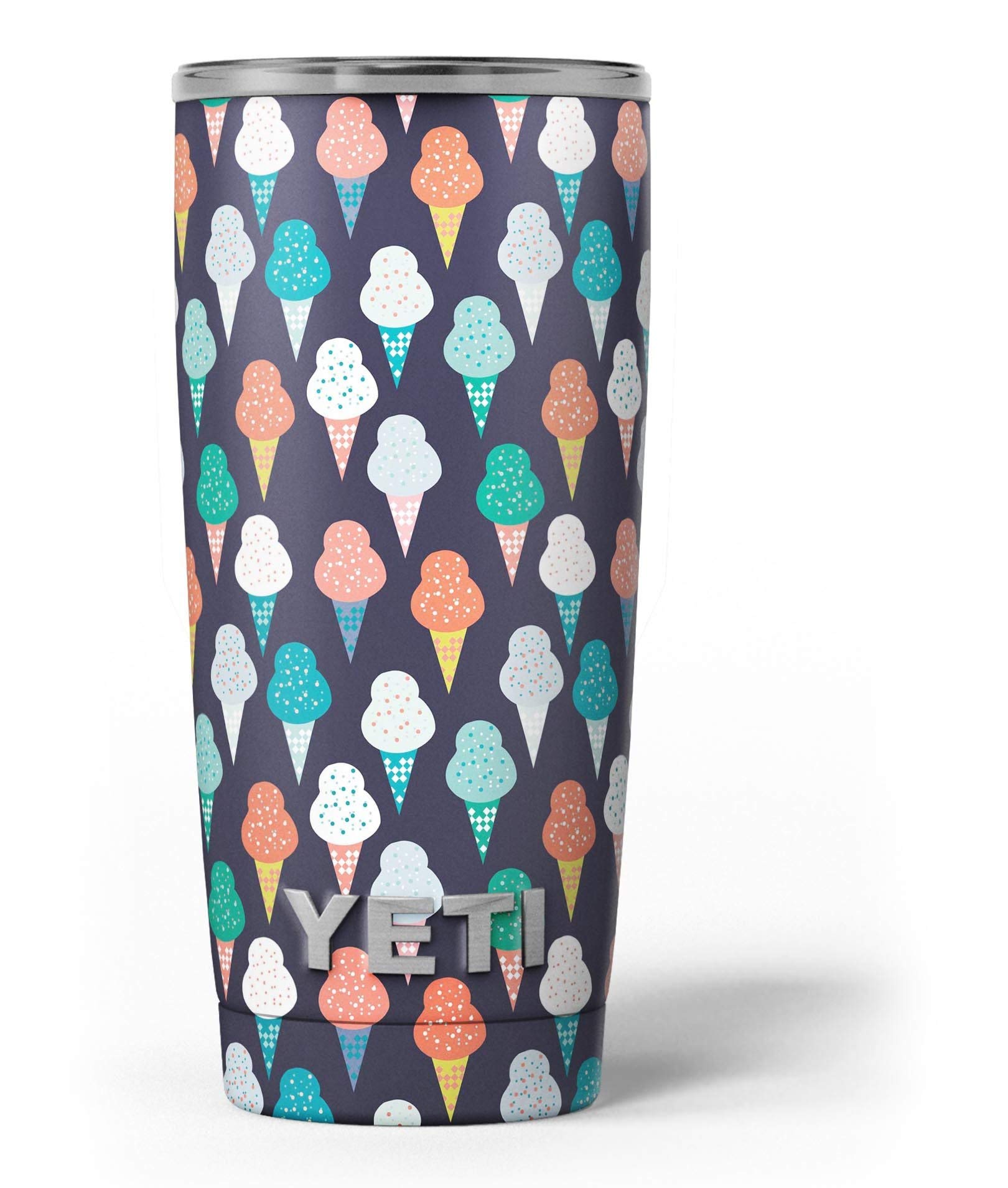 Design Skinz The All Over Teal and Green Ice Cream Cones - Skin Decal Vinyl Wrap Kit Compatible with The Yeti Rambler Cooler Tumbler Cups