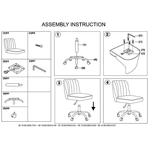 Geniqua Fabric Office Chair Adjustable Height Casters Computer Task Chair Swivel Home Office, Marble