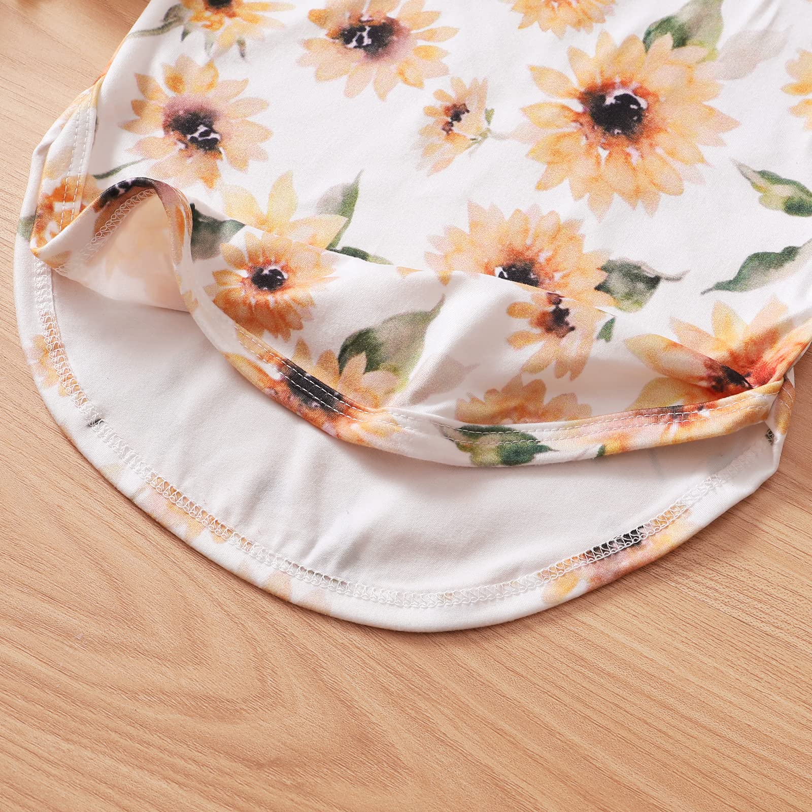 DPSKY Infant Baby Cotton Sleeper Gown Sunflowers Knotted Pajamas Newborn Sleepwear Sleeping Bag with Headband 2Pcs Set, 0-6 Months
