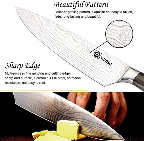 8 Inch Chef's knife, blade length 20 cm, professional kitchen knife, chef's knife, utility knife made of carbon stainless steel, extra sharp knife blade with ergonomic handle