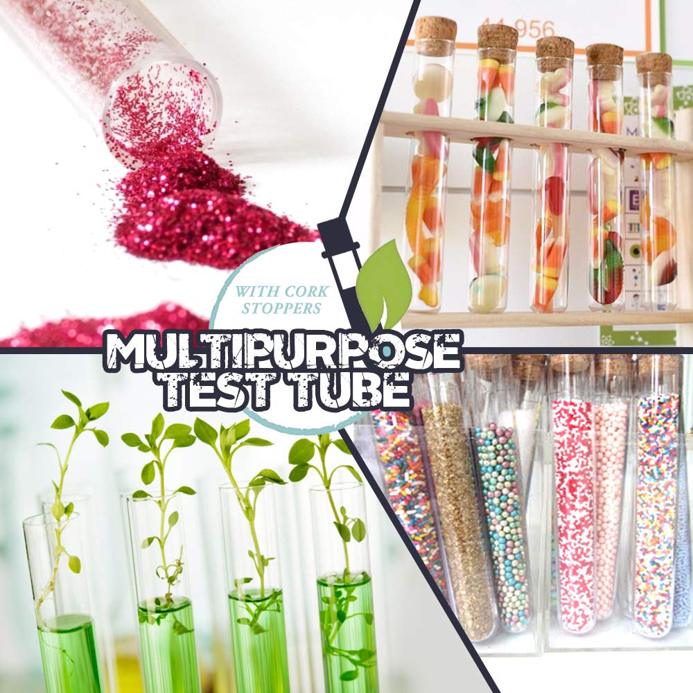 HNYYZL 30Pcs Clear Plastic Test Tubes with Cork Stoppers, 15x100mm 10ml, Good Seal for Jewelry Seed Beads Powder Spice Liquid Storage, Lab Use or Decoration