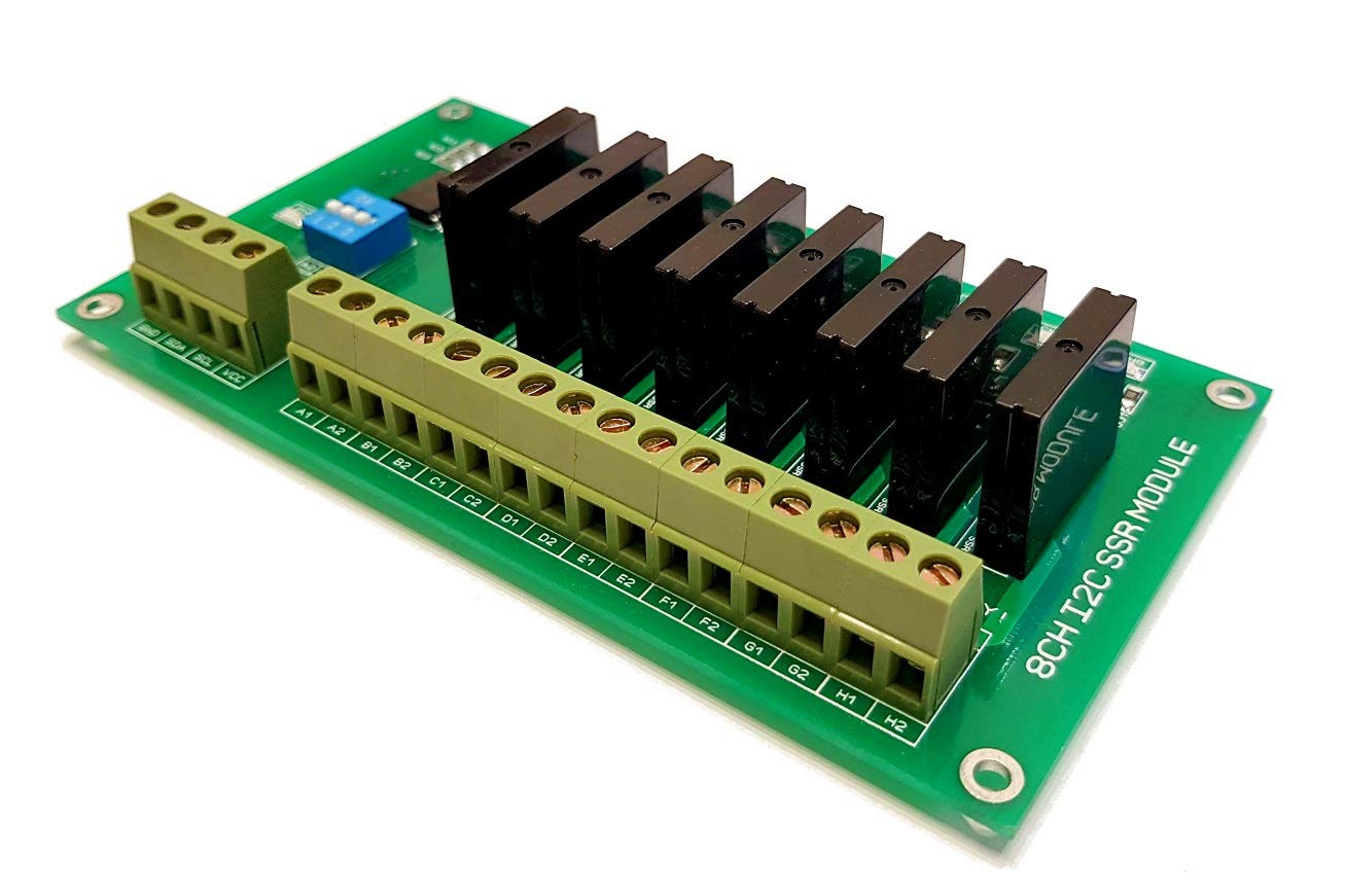 8 Channel I2C Interface Bus Solid State Relay Module for Arduino Raspberry PI and All Mic, AC Voltage Frequency Range 50…60Hz, AC Controlling Voltage Range 100…240VAC Long Life Quite Relay