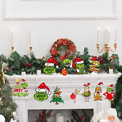 32PCS Christmas Tree Hanging Decorations,Double Side Print Holiday Xmas Ornaments Christmas Decorations Indoors Home Decor