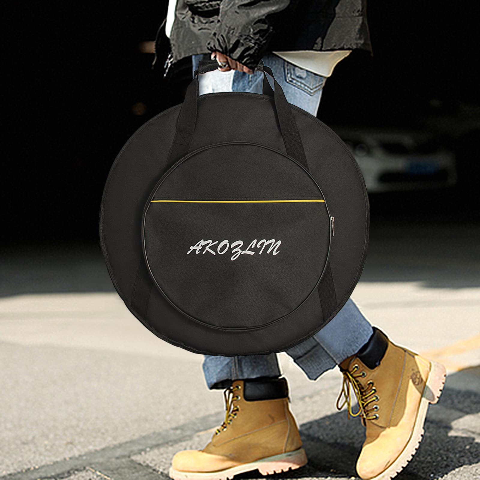 AKOZLIN 21" Cymbal Gig Bag with Carry Handle,5mm thick Padded cotton for perfect protection, Great for Dust-proof and waterproof Storage(Black)