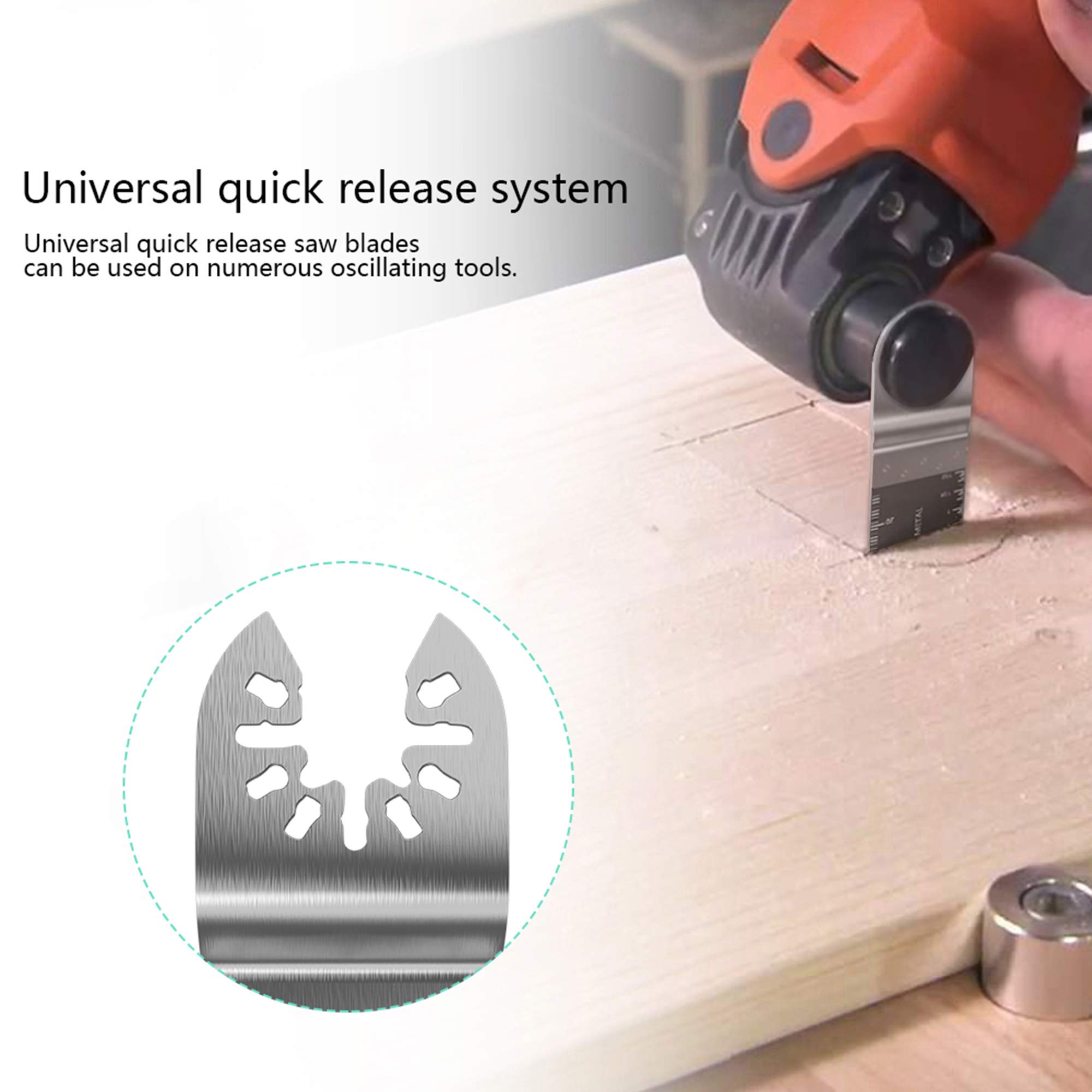 20Pcs Metal Wood Oscillating Multitool Quick Release Saw Blades Kit fit Fein Multimaster Porter Cable Bosch Dremel Craftsman Ridgid Ryobi Makita Milwaukee Dewalt Rockwell Chicago Set (20Pcs)