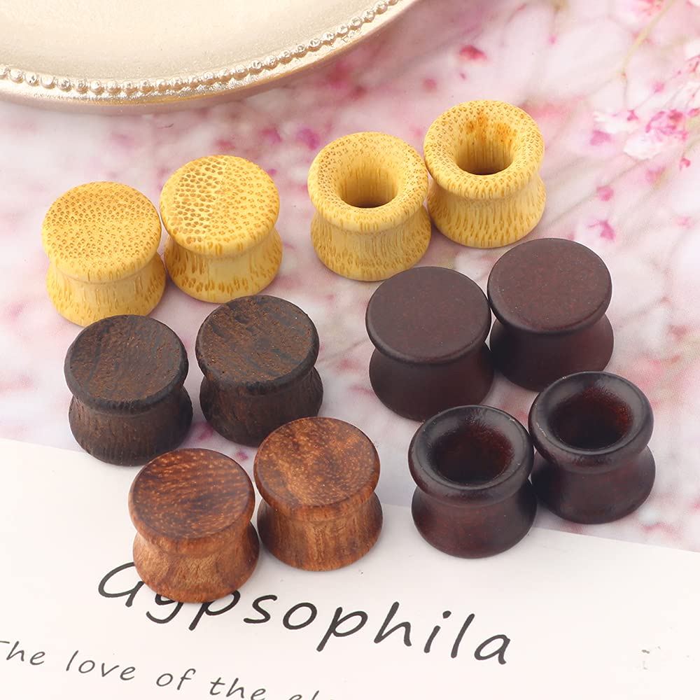 12pcs Wooden Gauges For Ear Nature Wood Tunnels Earrings Plugs Vintage Body Piercings Saddle Stretchers Set 2G-20mm