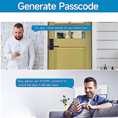 BEBASIA Smart Door Lock, Keyless Entry Door Lock, Fingerprint Door Lock, Door Locks with Keypads, Bluetooth WiFi Door Locks, Keypad Door Lock with Reversible Handle, APP Control, Fobs, Code (Black)