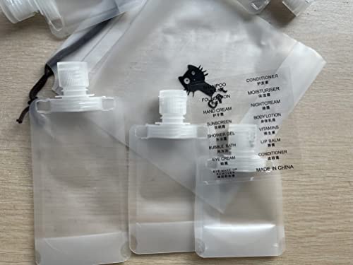 18Pcs Travel Portable Size Refillable Empty Squeeze Pouch Stand Up Business Trip Portable Spout Pouch Refillable Empty Squeeze Pouch for Lotion,Shampoo,Face Cream,Hand Soap Squeezable Bags