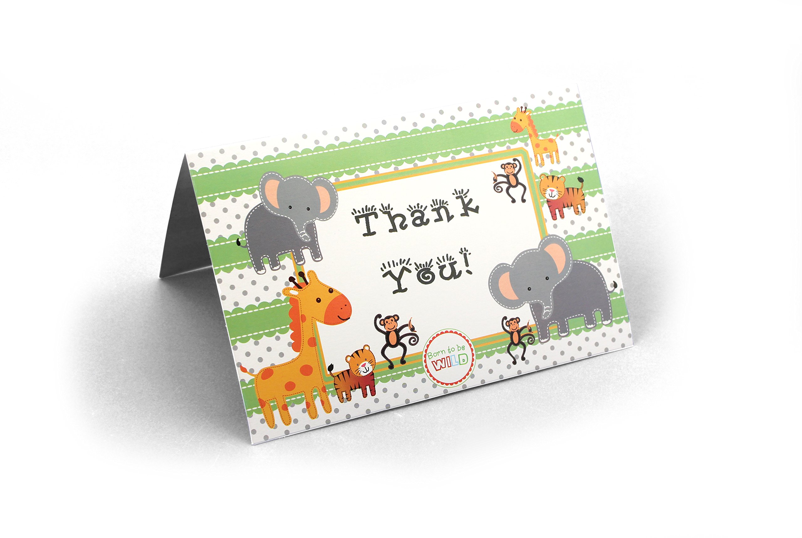 Adorox 24 Pieces Baby Jungle Zoo Animals Thank You Cards Baby Shower Birthday Party Safari Theme Boys Girls