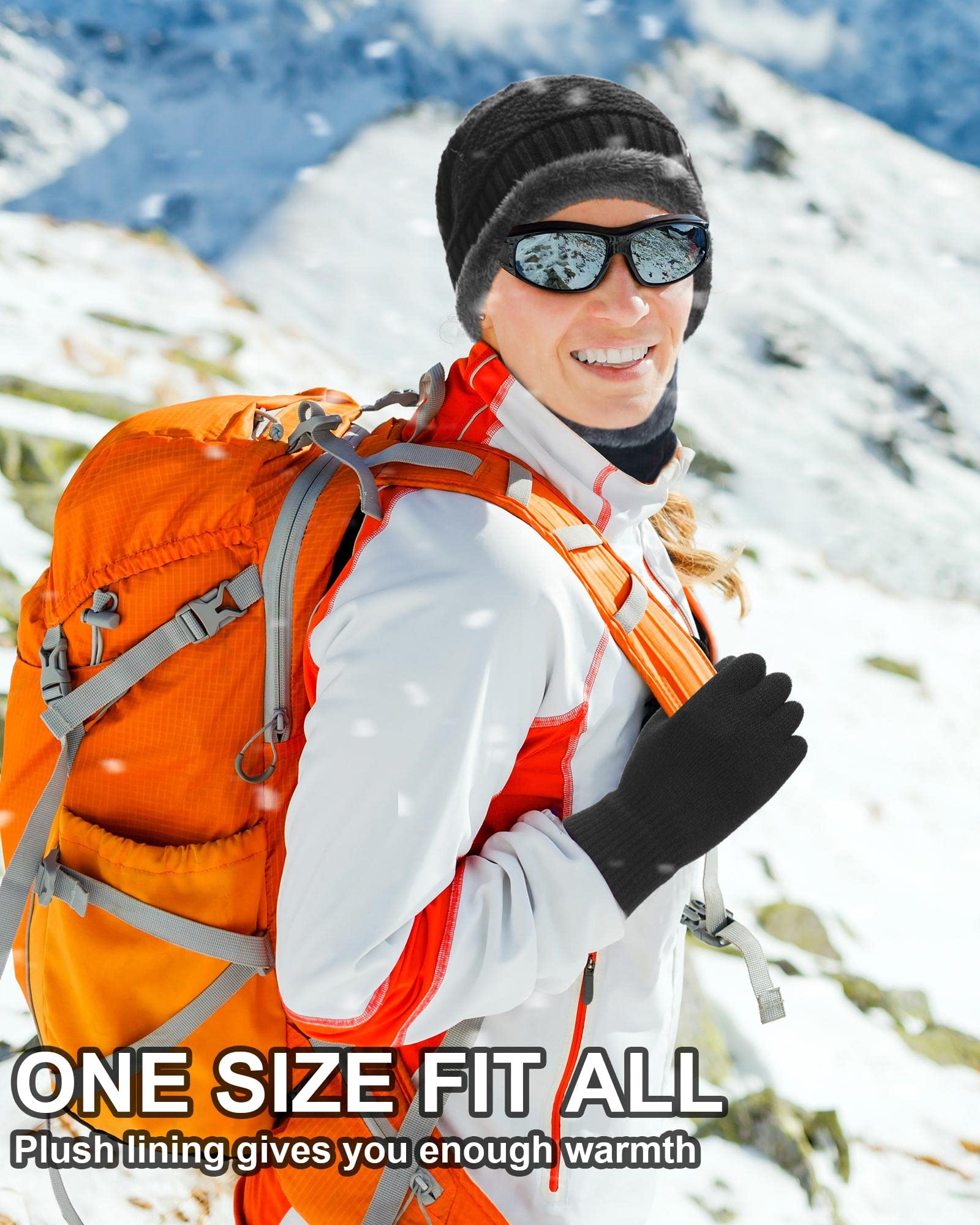 12 Pieces Winter Hat Scarf Gloves Set Snow Beanie Hat Knit Skull Caps Touch Screen Mittens Warm Neck Warmer for Men Women Cold Weather Skiing, 4 Colors