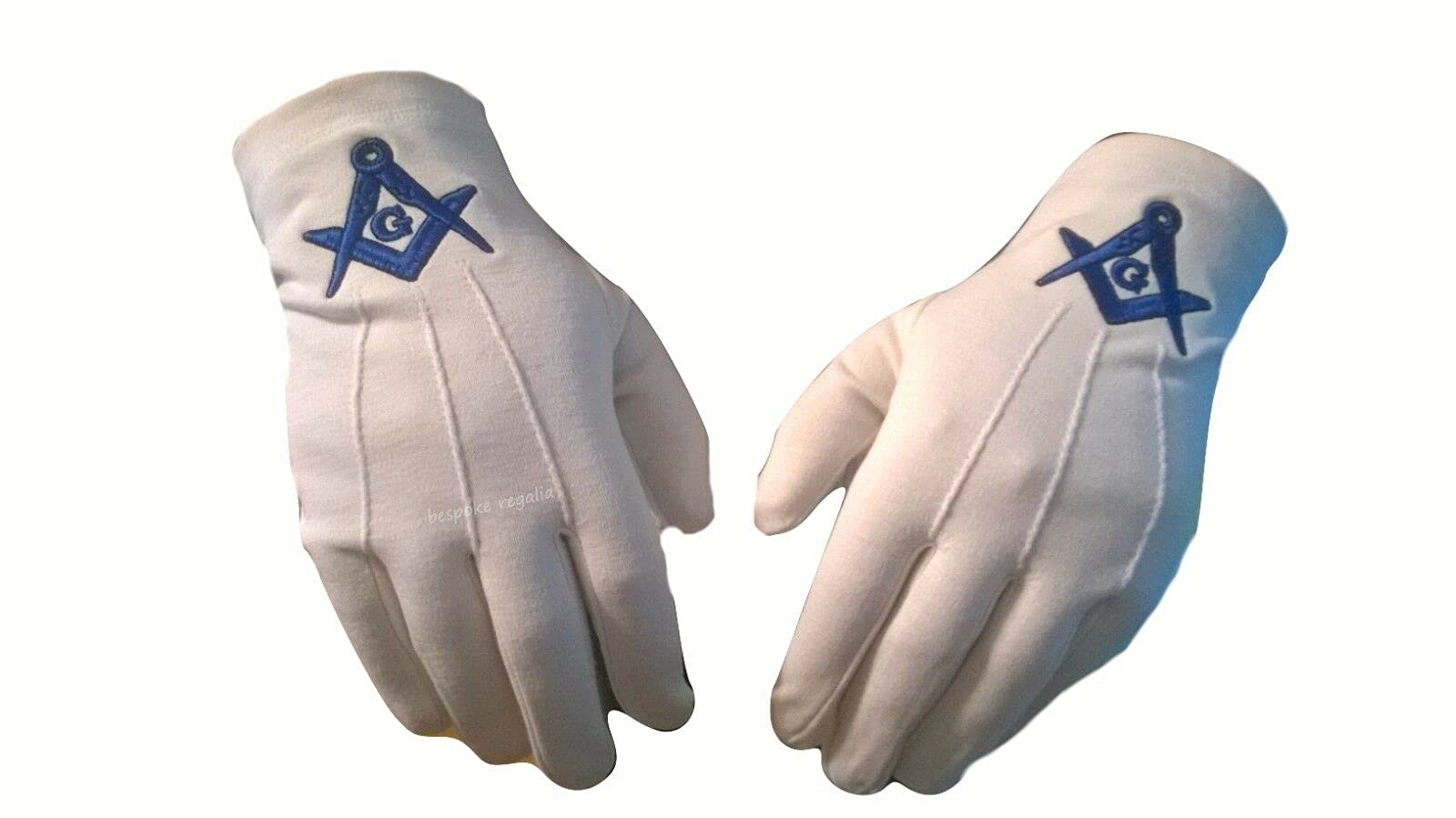 14Stars Masonic Regalia Past Master Mason Blue Lodge Apron Square Chain Collar and Compass Gloves with Lightweight Masonic Regalia Soft CaseApron Holder Set, White and Blue, One Size