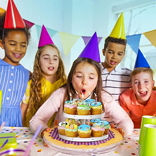 30x blue dog Cupcake Toppers – Edible Happy Birthday Décor, Wafer Sheet Cake Decorating