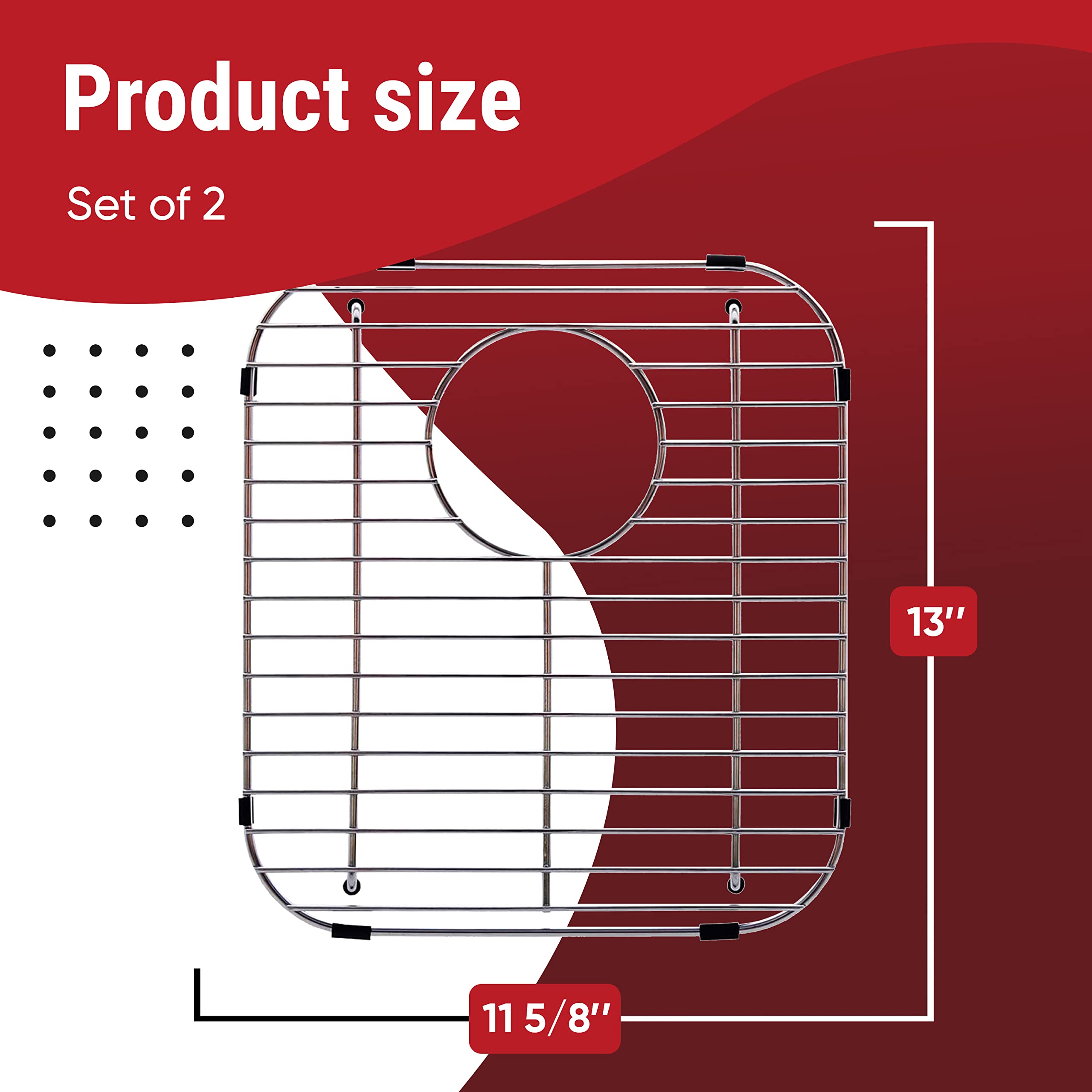 13" x 11-5/8" Sink Protectors for Kitchen Sink - 2 Pack of Stainless Steel Sink Protector - Sink Grate for Bottom of Kitchen Sink - Kitchen Sink Rack - Sink Bottom Grid