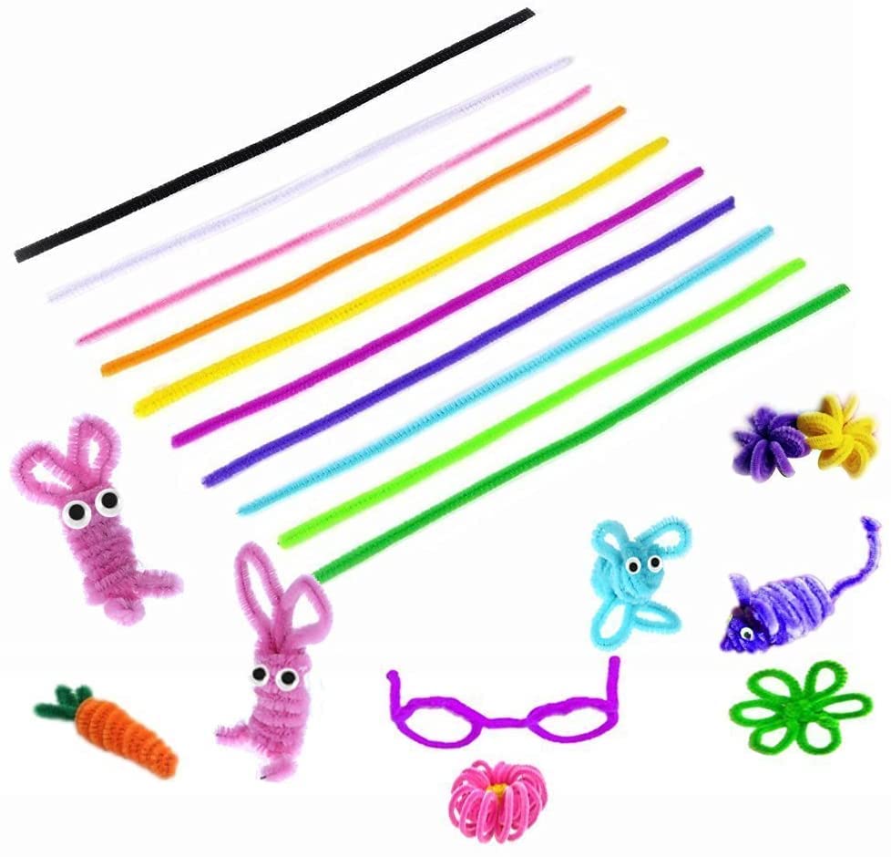 450 Pcs Pipe Cleaners, Which Includes 100Pcs Pipe Cleaners Craft,150Pcs Googly Eyes Self Adhesive and 200Pcs Pompoms for Arts and Crafts for Kids Ages 8-12