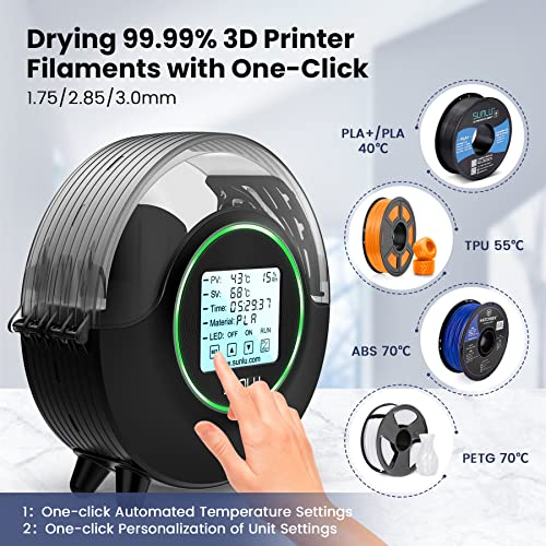 3D Printer Filament Dryer Box, SUNLU FilaDryer S2 for 3D Printing, PLA+ 3D Printer Filament 1.75mm Dimensional Accuracy +/- 0.02 mm, S2 Dryer Box & PLA+ White