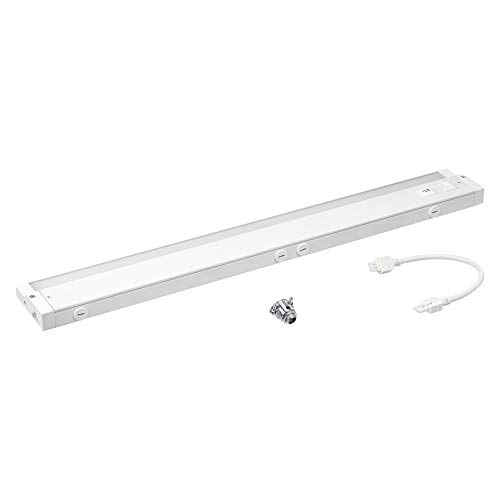 Amazon Basics 3-Color Temperature Level and 3-Section Dimming LED Cabinet Light, Linkable, Direct Wire, White Finish, 24-Inch