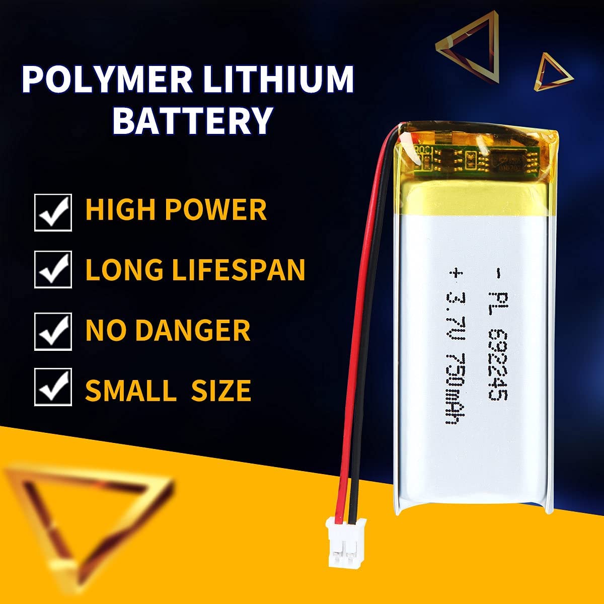 AKZYTUE 3.7V 750mAh 692245 Lipo battery Rechargeable Lithium Polymer ion Battery Pack with PH2.0mm JST Connector
