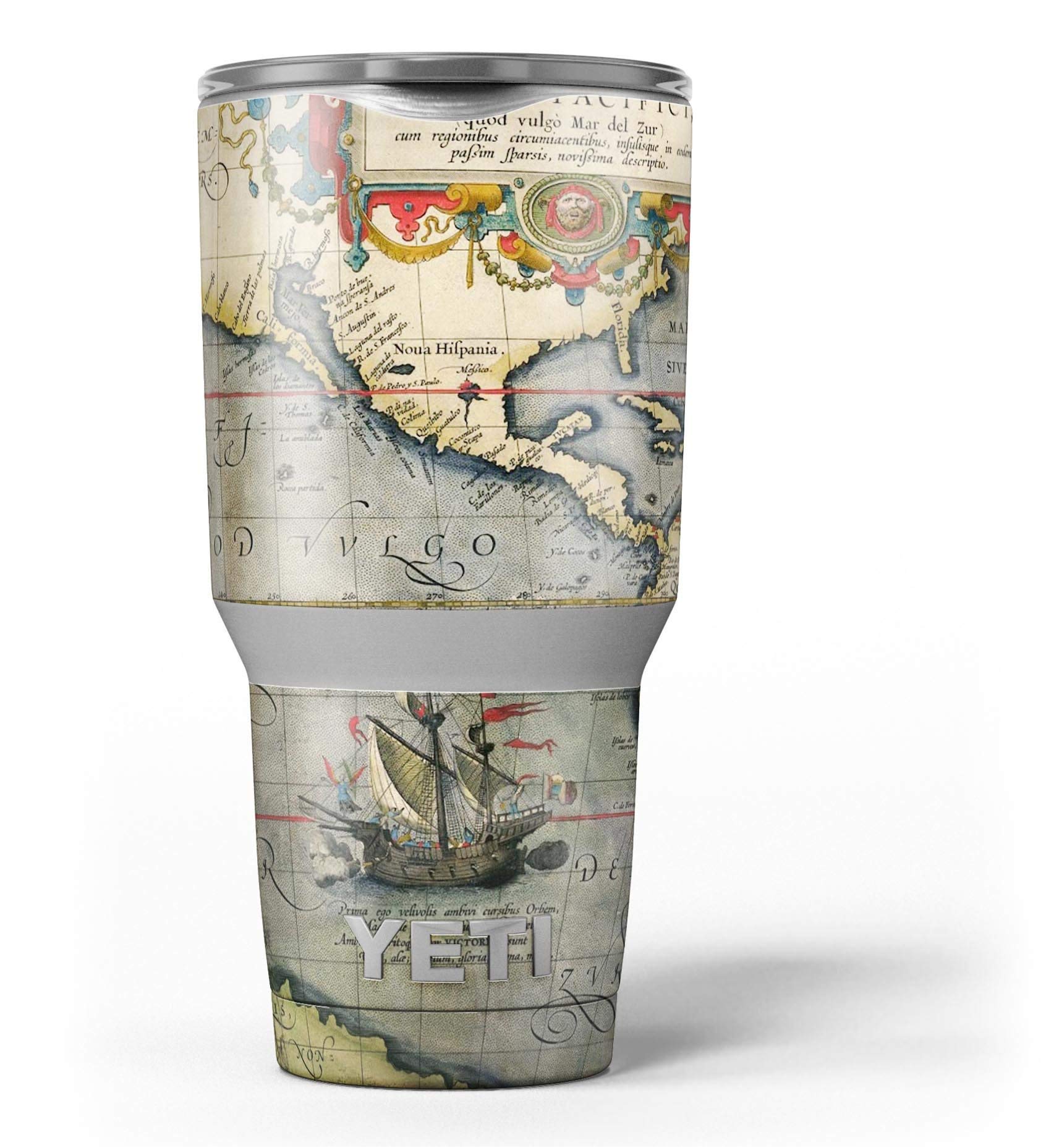 Design Skinz The Vintage Coast Map - Skin Decal Vinyl Wrap Kit Compatible with The Yeti Rambler Cooler Tumbler Cups