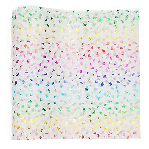 BonBon Paper Unicorn Rainbow Tissue Paper | 36 Sheets of Premium Unicorn Rainbow Tissue Paper for Gift Wrapping and Gift Bags | Beautiful White Bundle with Rainbow Glitter Accent | Size 20”x30”