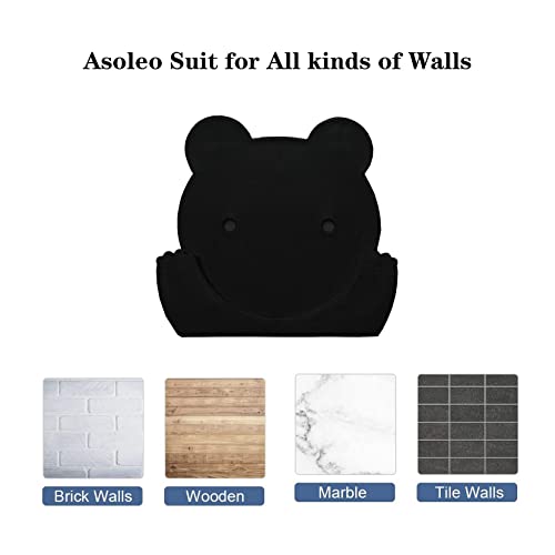 Asoleo Shower Curtain Rod Holder for Wall,Two Modes of No Drilling Installation and Perforated Installation of Bathroom Super Glue Shower Rod Support Base (black bear)