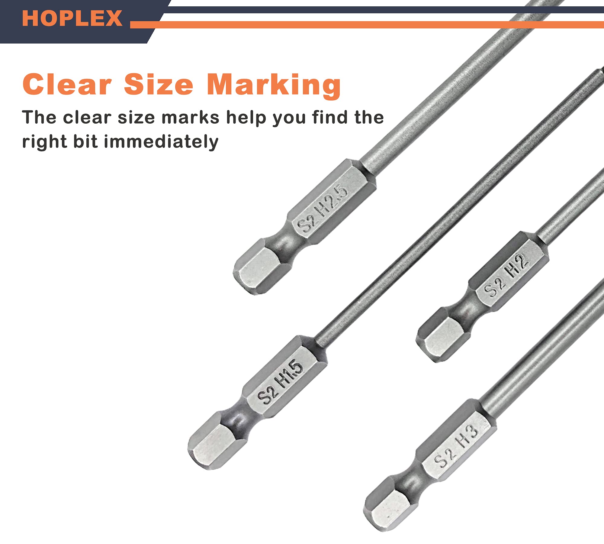 HOPLEX RC Hex Bit Set Hex Head Allen Wrench Drill Bit Set 1.5, 2.0, 2.5 & 3.0mm Upgrading of S2 Steel 1/4" Hex Shank 3.9" Long for Screwdrivers Bit Electric Screwgun/Power Drill RC Repair Working
