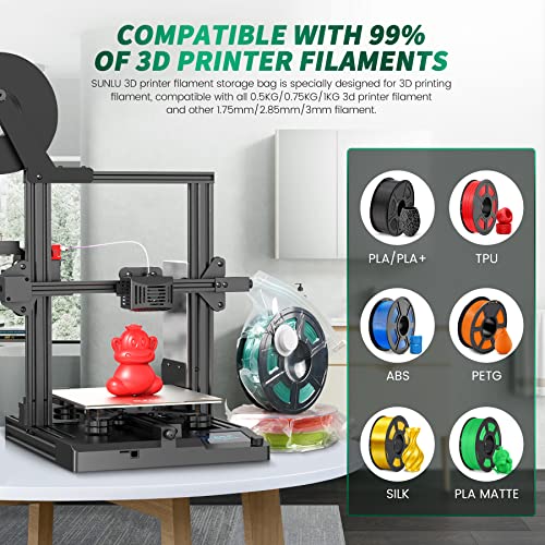 3D Printer Filament Vacuum Storage Kits and 3D Printer PLA Filament 1KG White, Remove Moisture from Damp Filaments, Spool Storage Sealing Bags Kits, 32 * 34CM(12.59 * 13.38inch)