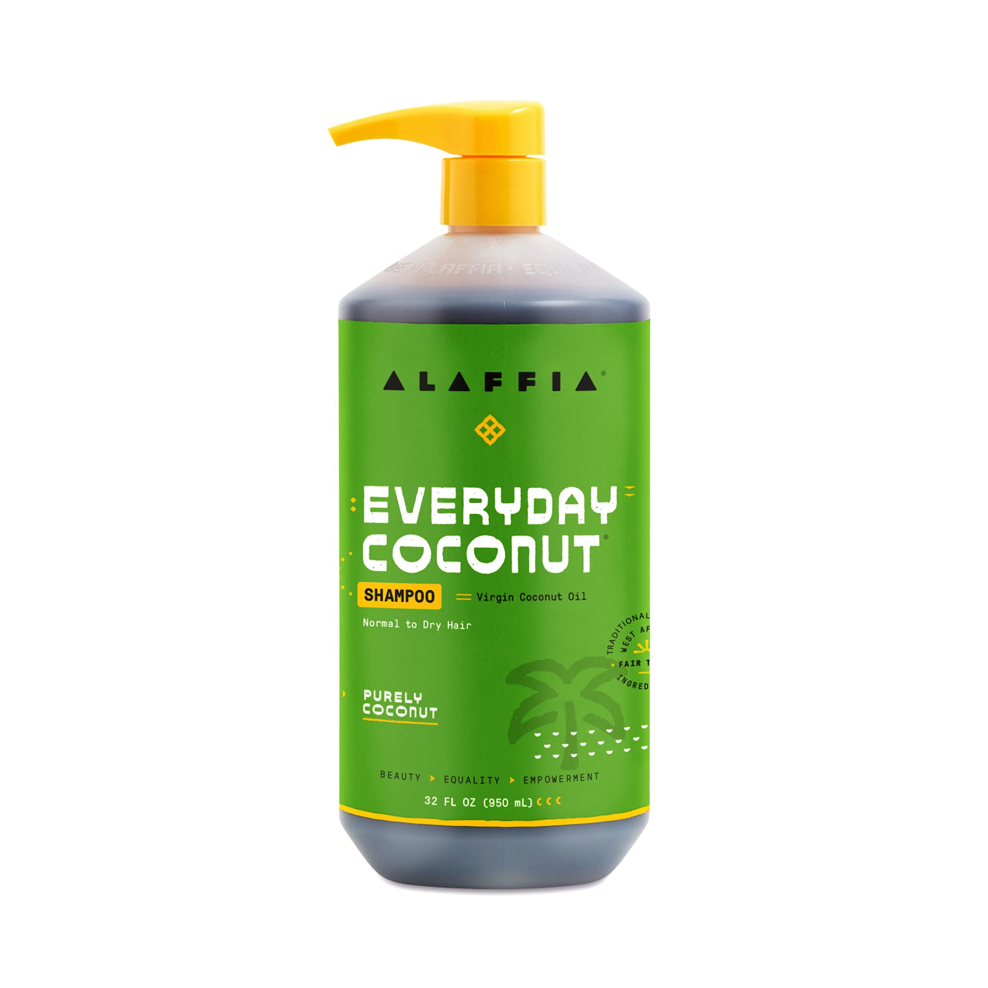 Alaffia EveryDay Coconut Shampoo - Normal to Dry Hair, Helps Gently Clean Scalp and Hair of Impurities with Ginger and Coconut Oil, Fair Trade, Purely Coconut 32 Fl Oz
