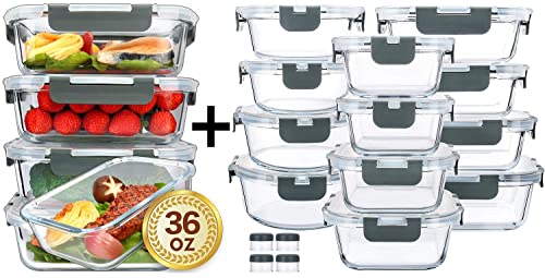 MCIRCO 36oz Glass Meal Prep Containers set of 5 and Glass Food Storage Containers Set