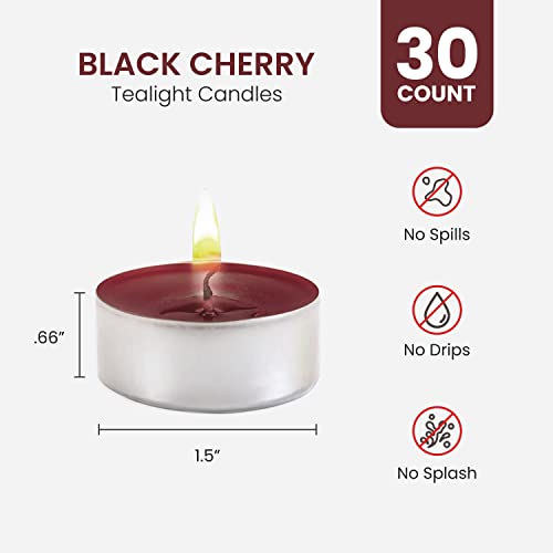 Black Cherry Candle Scented Candles Tea Lights Candles - Black Cherry Tealights - 30 Pack - Black Cherry Tea Lights with 3-4 Hour Burn Time Tea Candles - TeaLight Candles for Holiday, Wedding and Home
