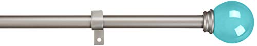 Amazon Basics Decorative 5/8" Curtain Rod with Round Finials, 48"-86", Turquoise Blue