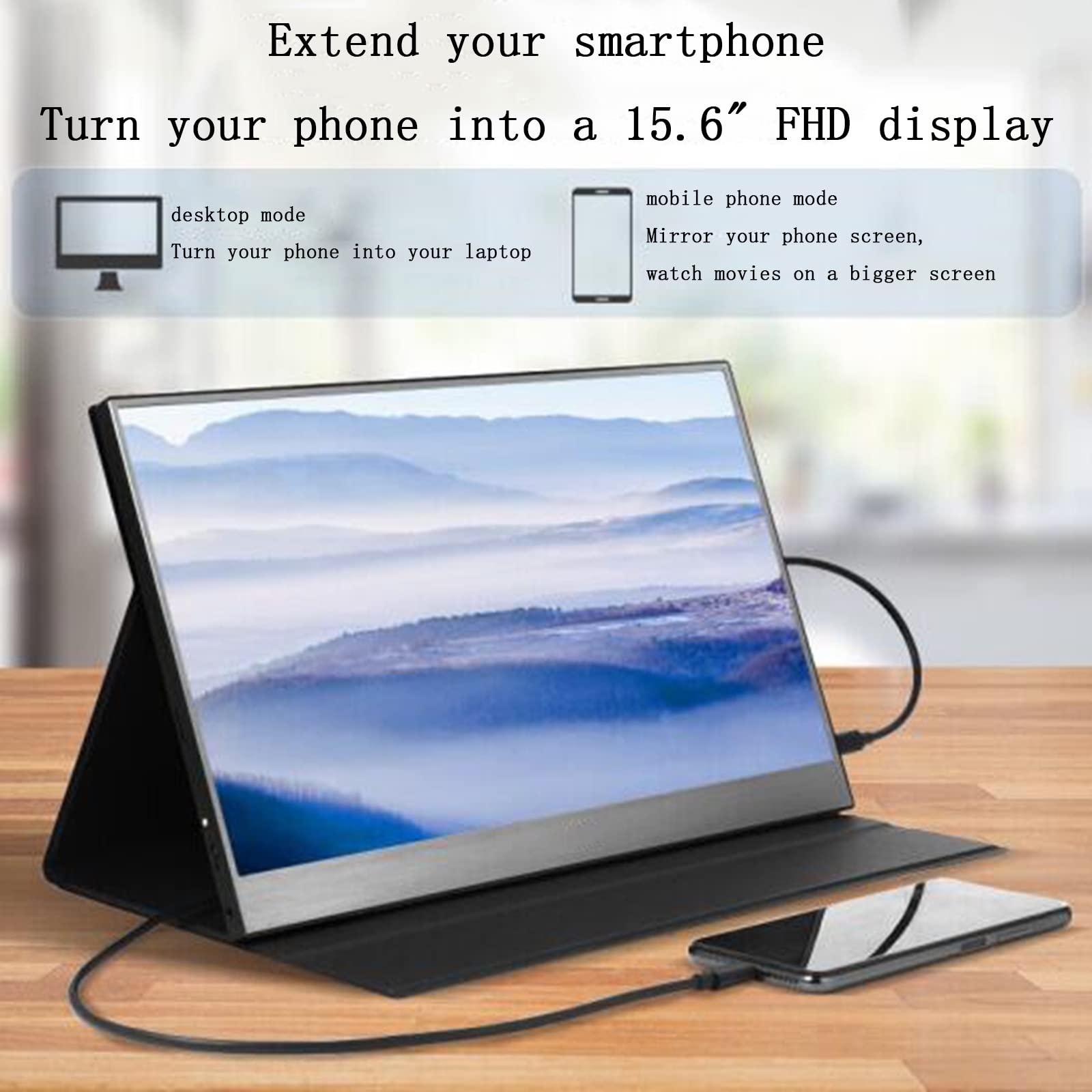 15.6-inch Portable Display IPS Mobile Phone Computer Extended Display Notebook Secondary Screen, Thin and Stylish Portable Display