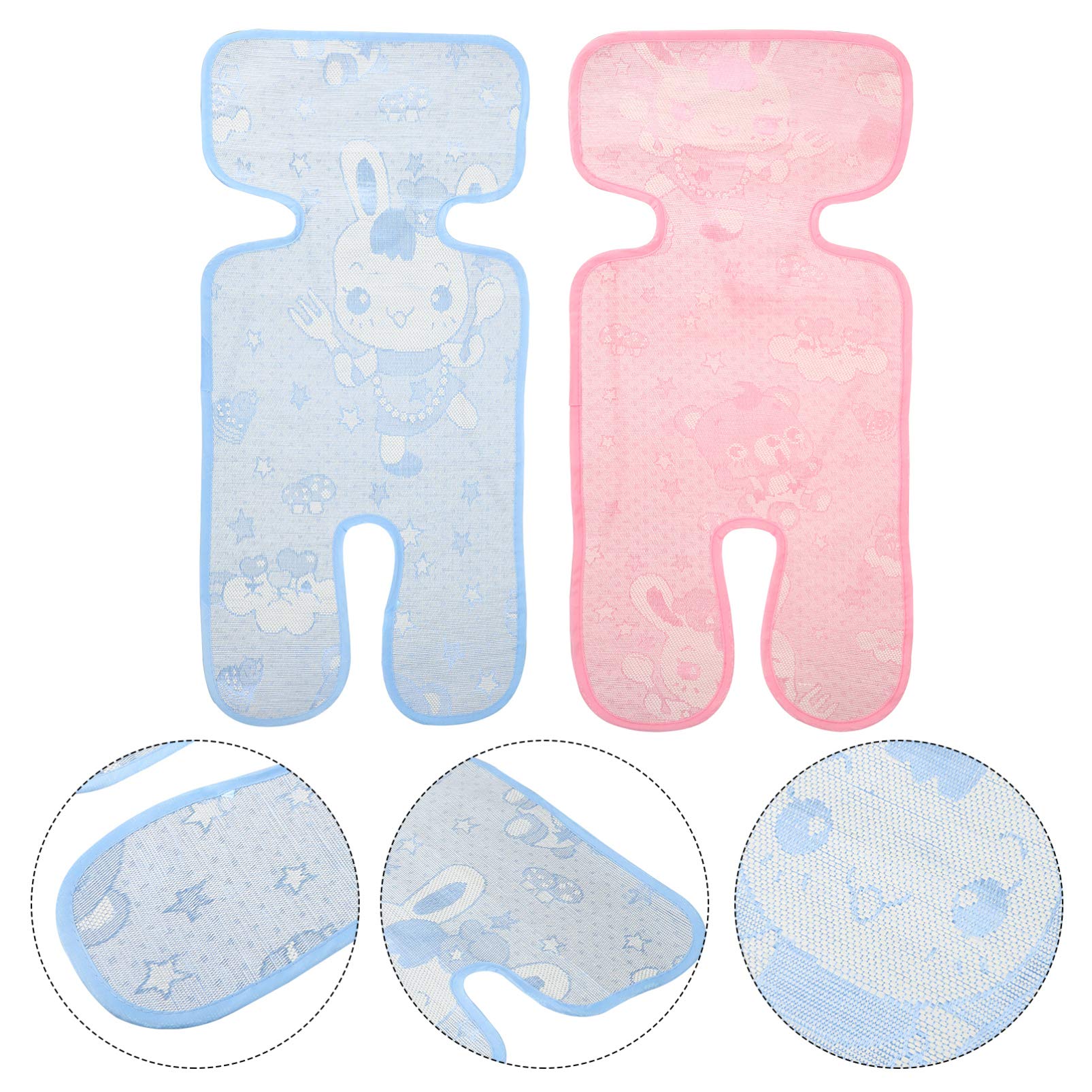 FAVOMOTO 2pcs Baby Stroller Liner Seat Pad Summer Cooling Mat Cushion for Stroller Car Seat High Chair Pushchair Infant Carriage Cushion Washable
