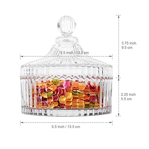 ComSaf Glass Covered Candy Jar Candy Dish (Diameter 5.5 Inch), Candy Bowl with Lid, Gift for Christmas, Birthday, Wedding Anniversary, Valentine's day, Mother's day, Housewarming