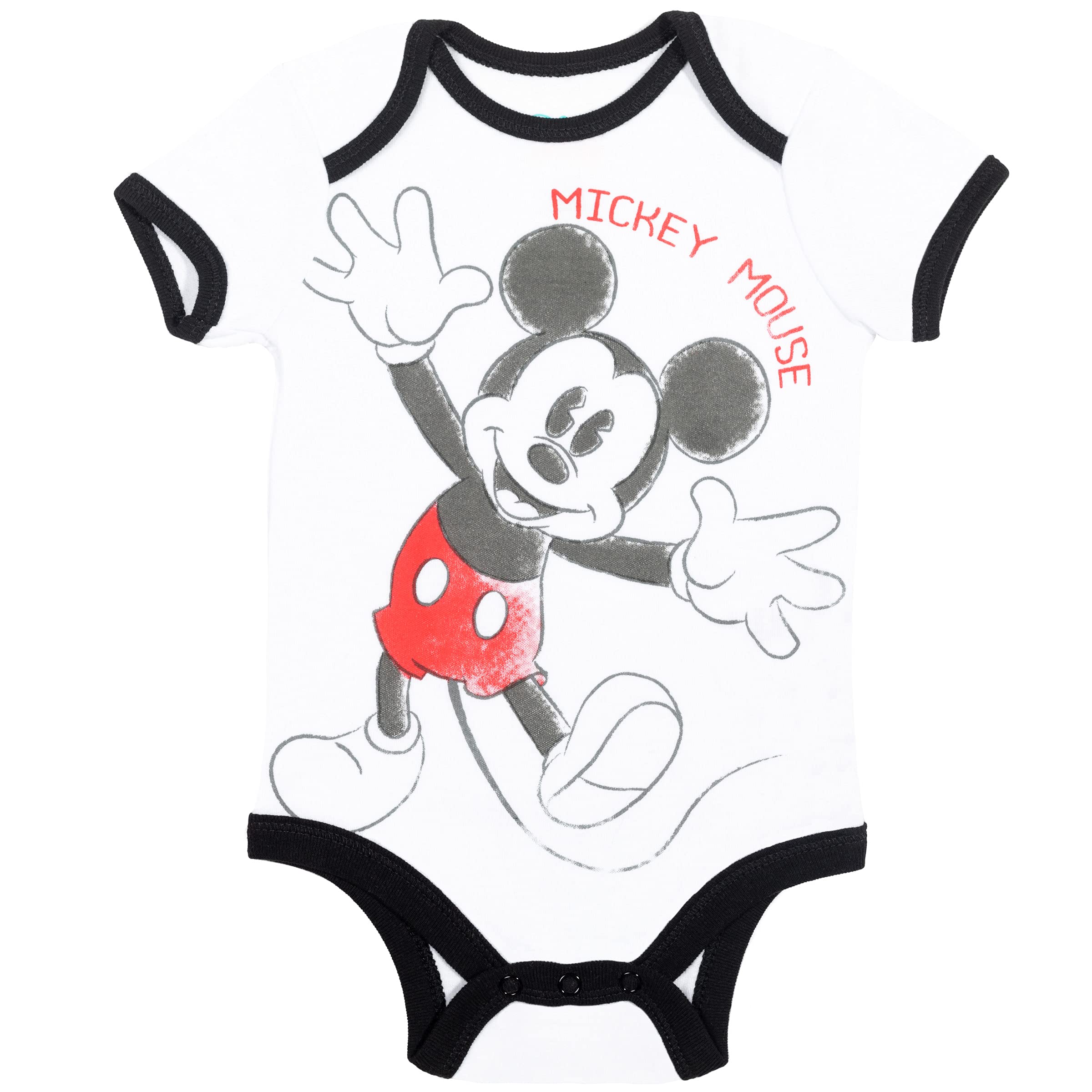 Disney Mickey Mouse Newborn Baby Boys Zip Up Sleep Play Coverall Bodysuits Pants Bibs and Hats 10 Piece 0-6 Months
