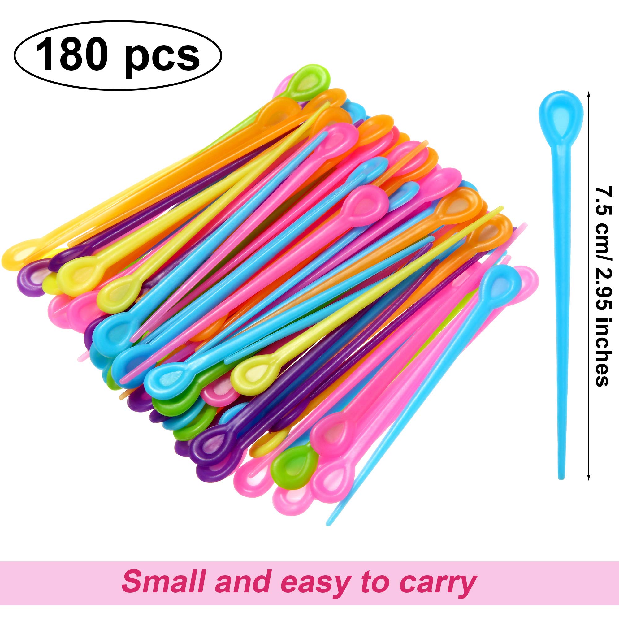 180 Pieces Brush Roller Pick Plastic Roller Pick Hair Curler Roller Pin for Hair Curling Styling Accessories for Christmas Valentine's Day Present (Rose Red, Green, Yellow, Blue, Orange and Purple)