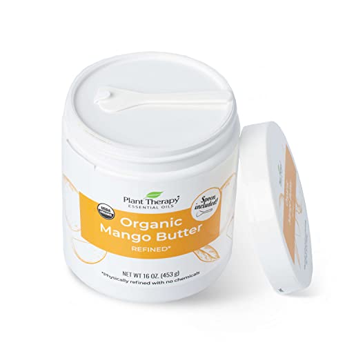 Plant Therapy Organic Mango Butter Raw, USDA Certified, 16 oz Jar For Body, Face & Hair 100% Pure, Natural Moisturizer For Dry, Cracked Skin, & DIY