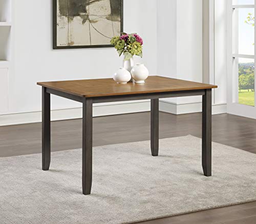OSP Home Furnishings West Lake Dining Table Set, 5-Piece, Antique Finish Natural Top and Grey Base with Charcoal Fabric
