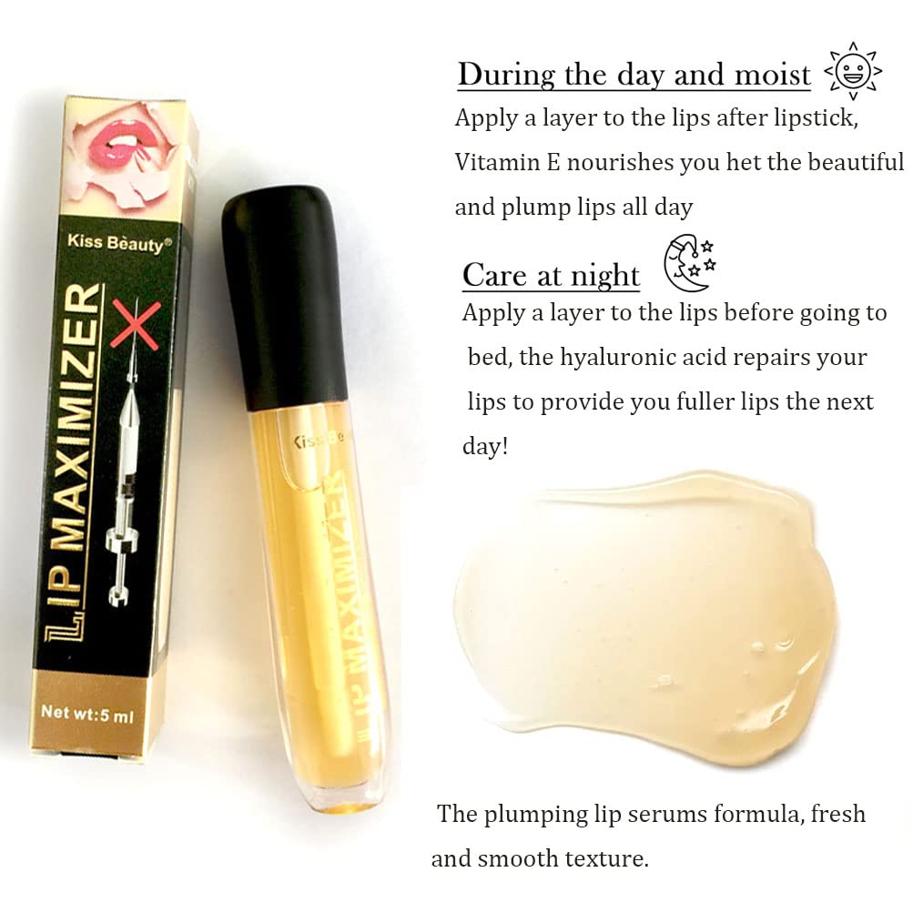 2 PCS Cozzo Lip Plumper, Vitamin E Plumping Lip Maximizer Serum Transparent Toot Lip Oil Lip Plumper Gloss, Instant Lip Filler Plump Lip Enhancer Serum (2 PCS)