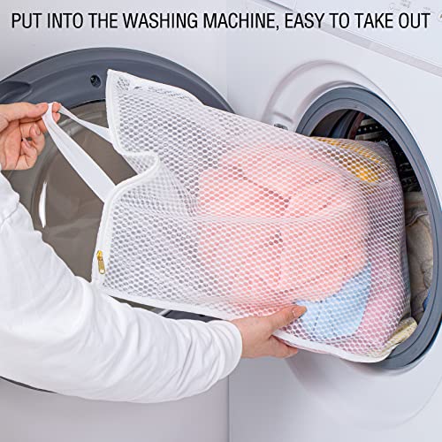 Tenrai Laundry Bag Mesh Wash Bag,Use YKK Zipper,Tote Bag Bathroom Hanging, Bra Fine Mesh Wash Bag for Underwear 3 Bags(3L Cellular Mesh)