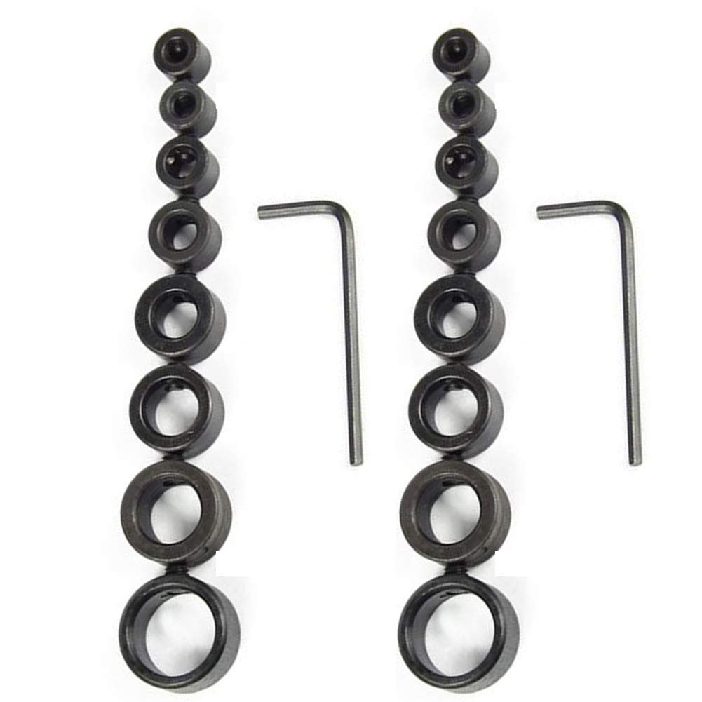 8PCS Drill Depth Stop Collars Limit Ring,1/8,3/16,1/4,5/16,3/8,7/16,1/2,5/8 Drill Depth Stop Collars Ring Dowel Shaft Chuck, Hex Wrench Woodworking for Drill Bits Consistent Drilling