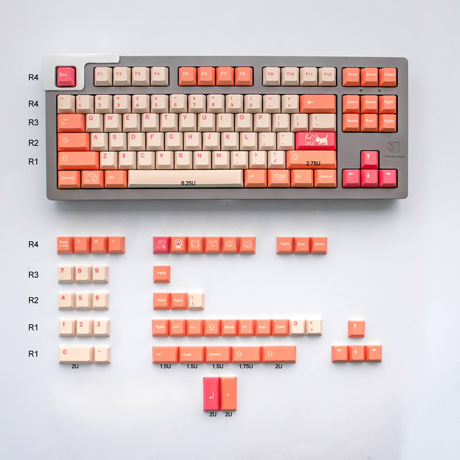 136 Keys PBT Keycaps Dye Sub Cherry Profile Keycaps Fit for 60% 65% 95% Cherry Mx Switches Mechanical Keyboard