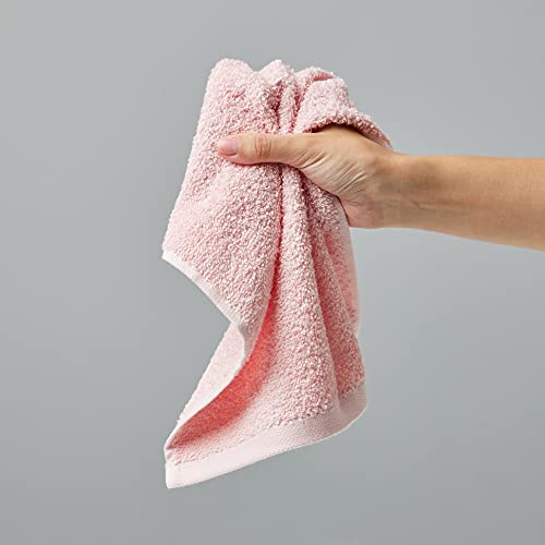 Amazon Basics Fast Drying, Extra Absorbent, Terry Cotton Washcloth, Pack of 24, Petal Pink, Lavender, White, 12" x 12"