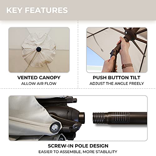 Abba Patio 7.5' Patio Umbrella Market Umbrella Outdoor Table Umbrella with Push Button Tilt & Crank for Patio, Beige