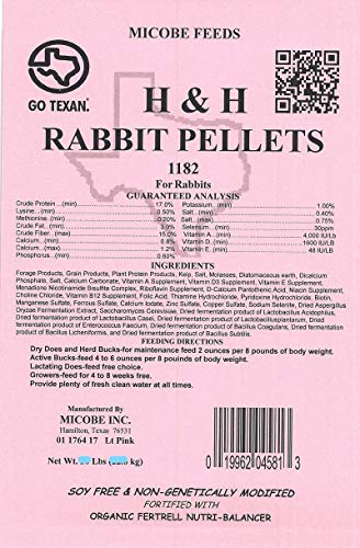 All Natural Rabbit Feed for Shine and Growth Freshly Milled: Non-GMO, Soy Free, Corn Free, with Organic Fertrell Vitamins and Minerals (20lb)