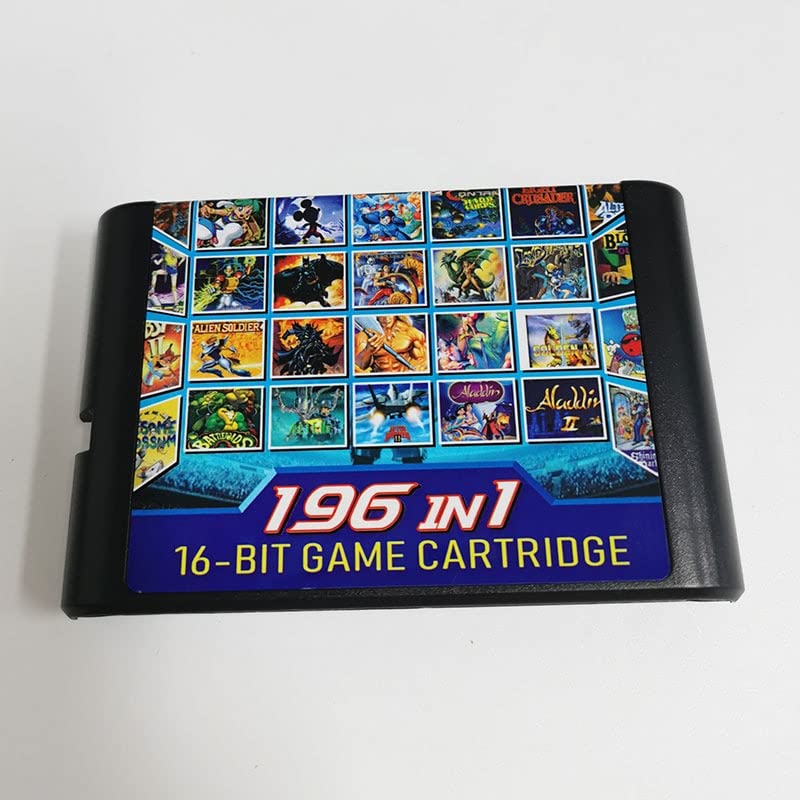196 in 1 Multi Cartridge Games For Sega Genesis Mega Drive PAL NTSC Console A2 (Black)