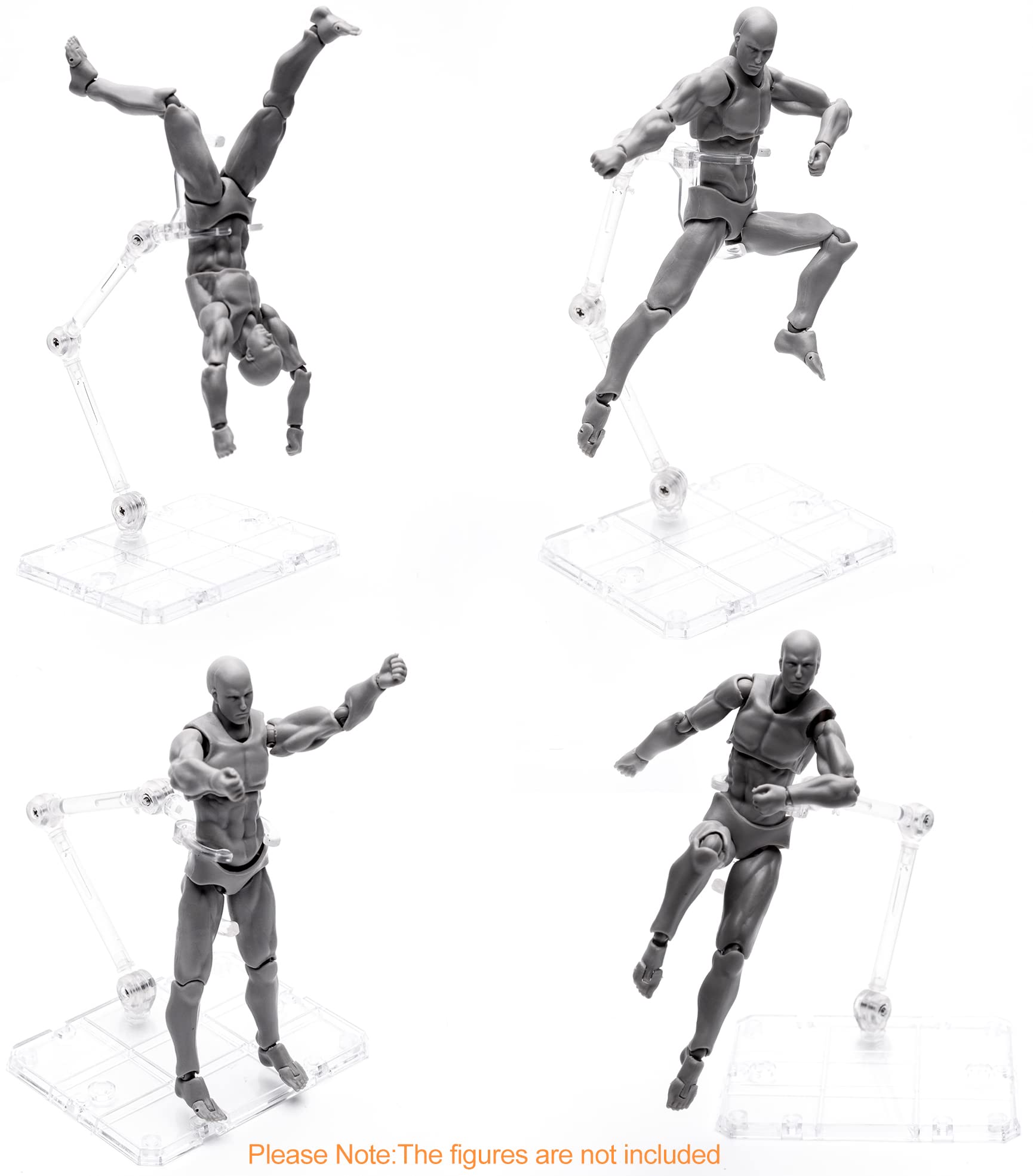 3 Pack Action Figure Stand, Transparent Assembly Action Figure Display Holder Base Model Support Stand Compatible with 6" HG/RG/SD Gundam 1/144 Toy with Screwdriver