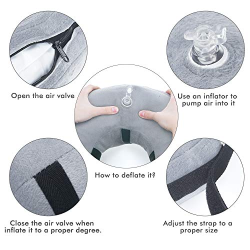BENCMATE Protective Inflatable Collar for Dogs and Cats - Soft Pet Recovery Collar Does Not Block Vision E-Collar (Large, Grey)