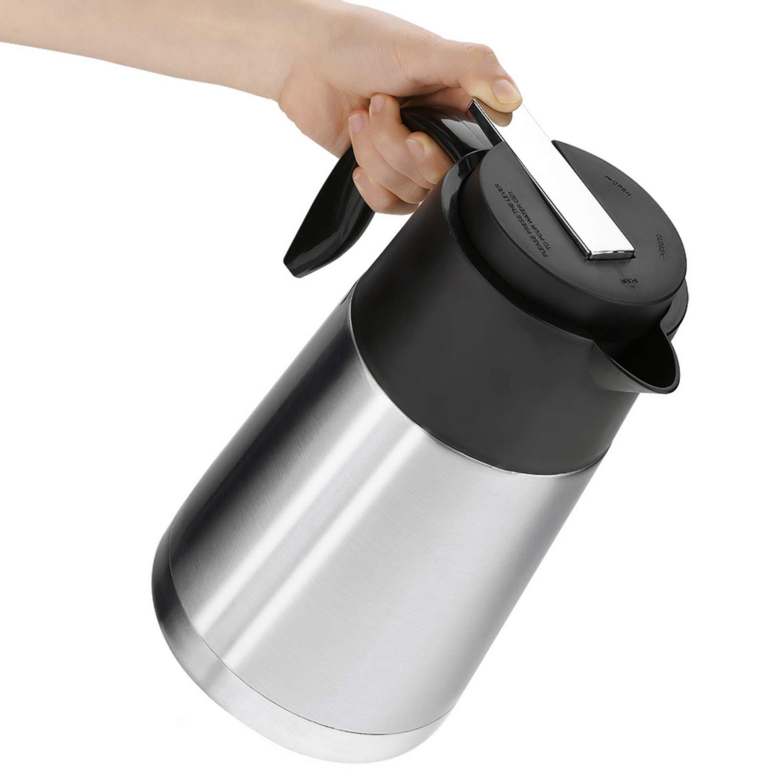 12V/24V 1300ml Stainless Steel Car Truck Travel Electric Kettle Pot with Heating Function for Long Drive, Safe to Drink, Good Insulation (12V car)