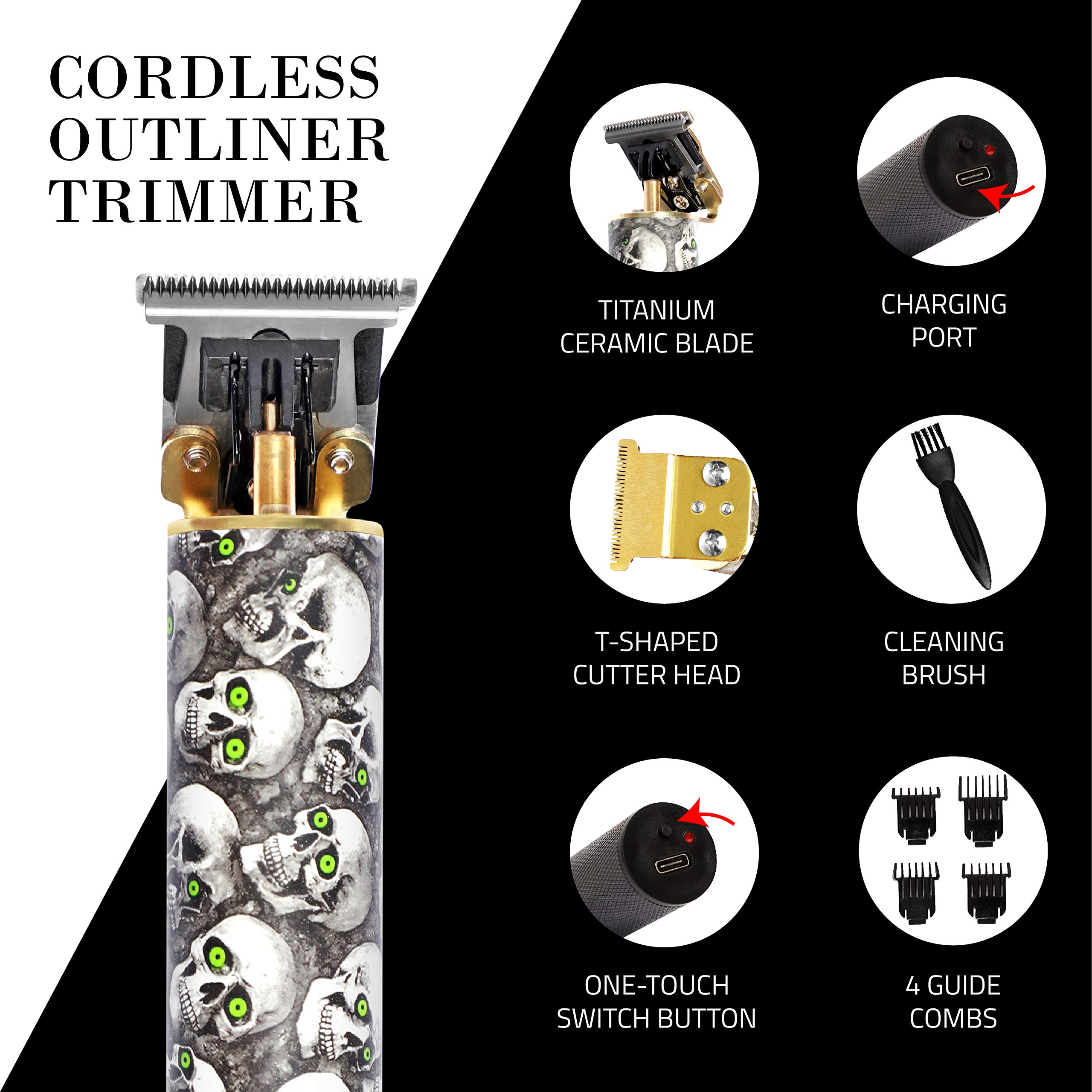 T-Blade Trimmer, Professional Cordless Zero Gapped Hair Clipper for Men Barber, 0mm Trimmer for Fading Beard Mustache Bald Neck Hair Edges, USB Rechargeable