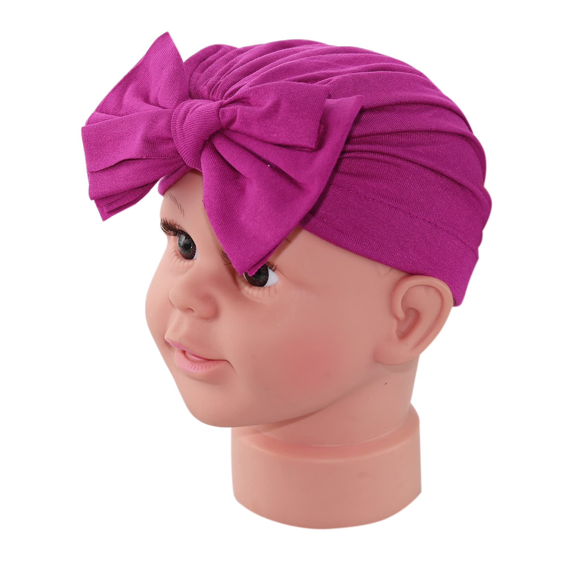 Bestjybt 6 Pcs Baby Turban Knot Hats Infant Toddler Hospital Hat Cotton Head Wrap (Big Bow) Multicolor